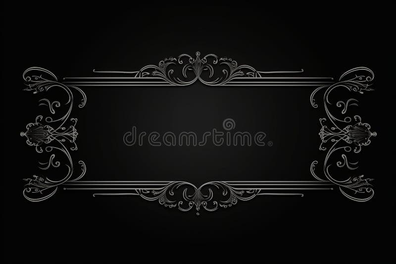 An Ornate Black Frame on a Black Background Stock Illustration ...