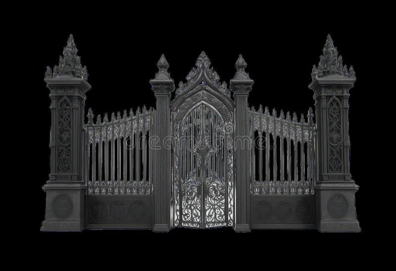 Ornate Black Iron Gateway with Elaborate Scrollwork and Gothic Design ...