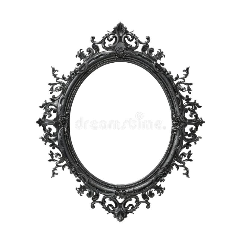 Ornate Black Oval Frame with Detailed Scrollwork Stock Illustration ...