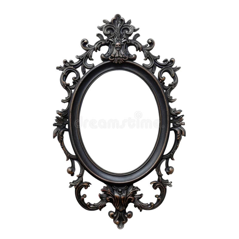 Ornate Black Oval Picture Frame with Intricate Detail Stock Image ...