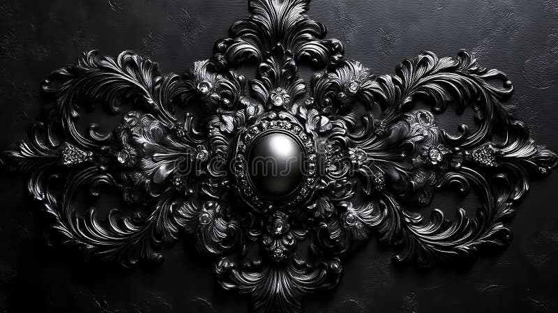 Ornate Black Rococo Style Decorative Wall Panel Stock Illustration ...