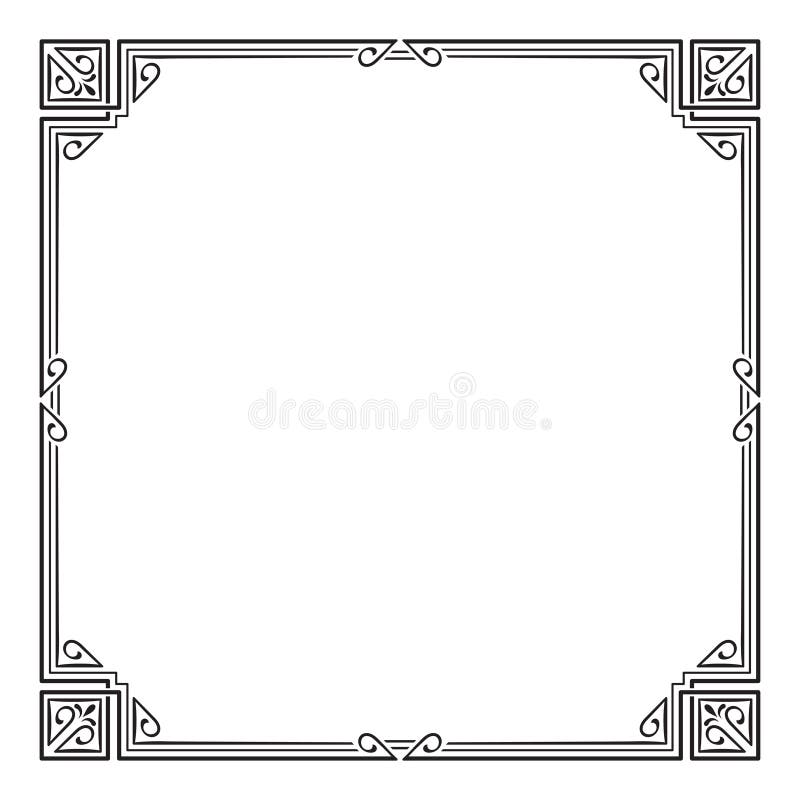Ornate Black Square Frame, Corners. Stock Vector - Illustration of page ...