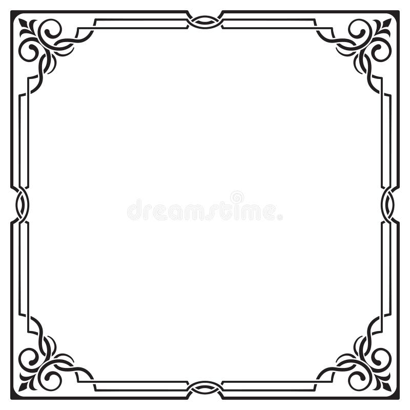 Ornate Black Square Frame, Corners. Stock Vector - Illustration of ...