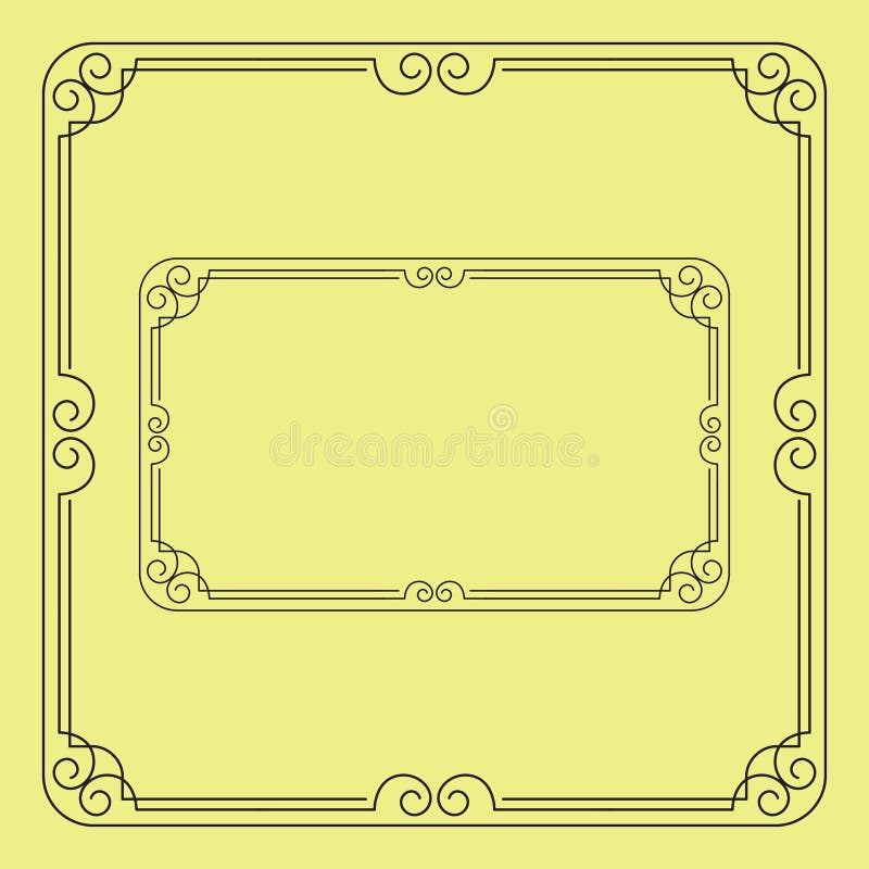 Ornate Black Square and Rectangular Frames Stock Vector - Illustration ...