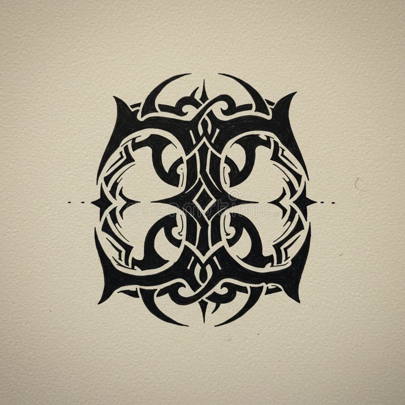 Ornate Black Tribal Design with Symmetrical, Interlocking Patterns and ...