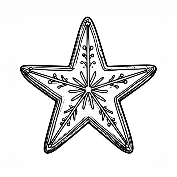 Ornate Black and White Star Snowflake Design Stock Illustration ...