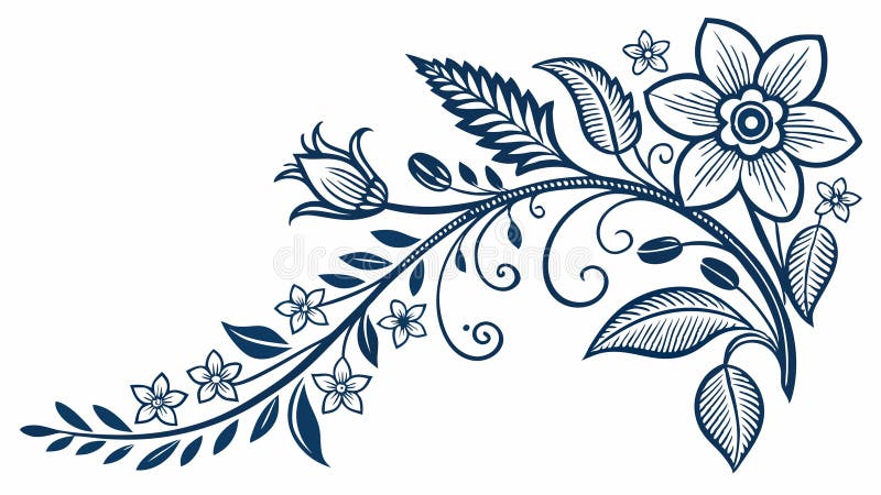 Ornate Blue Corner with Classical Floral Scrolls, Vector Design ...