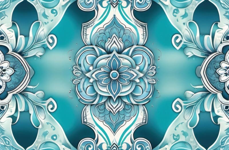 Ornate Blue Floral Fantasy Pattern Wallpaper at 8-12-2024 Stock ...