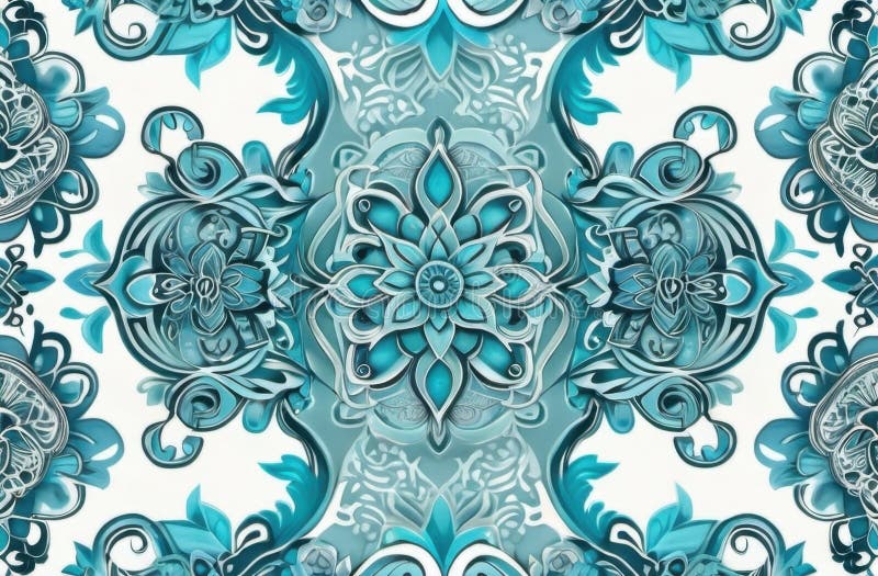 Ornate Blue Floral Fantasy Pattern Wallpaper at 8-12-2024 Stock ...