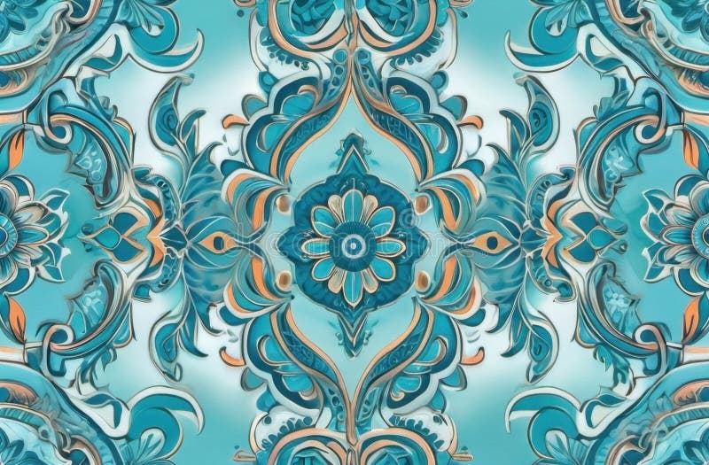 Ornate Blue Floral Fantasy Pattern Wallpaper at 8-12-2024 Stock ...