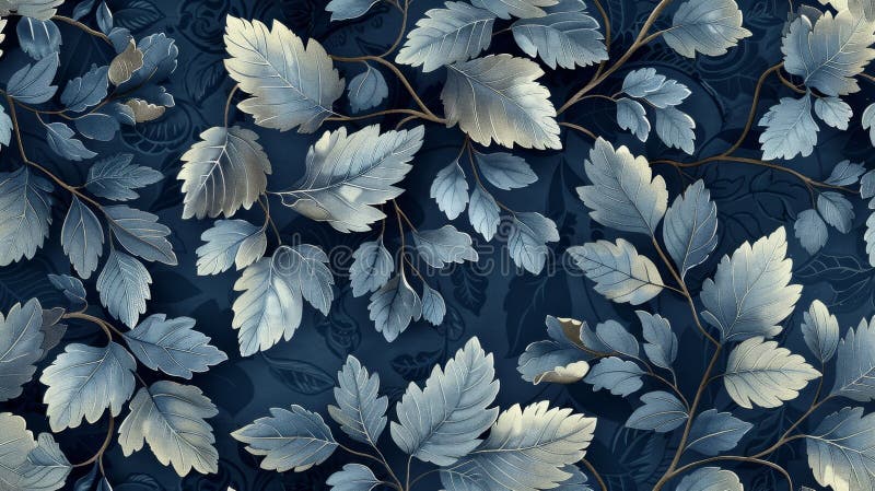 Ornate Blue Floral Wallpaper Stock Image - Image of elegant, interior ...