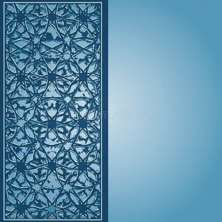 Ornate Blue Geometric Pattern with Interlocking Star Designs on a ...