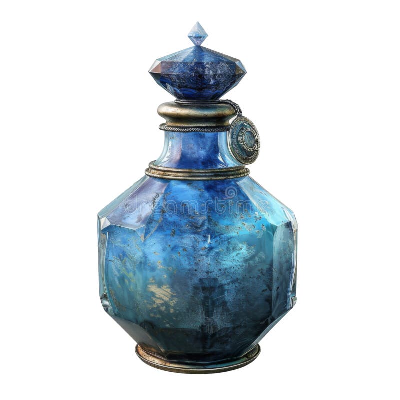 Ornate Blue Glass Bottle with a Diamond-Shaped Top Stock Photo ...