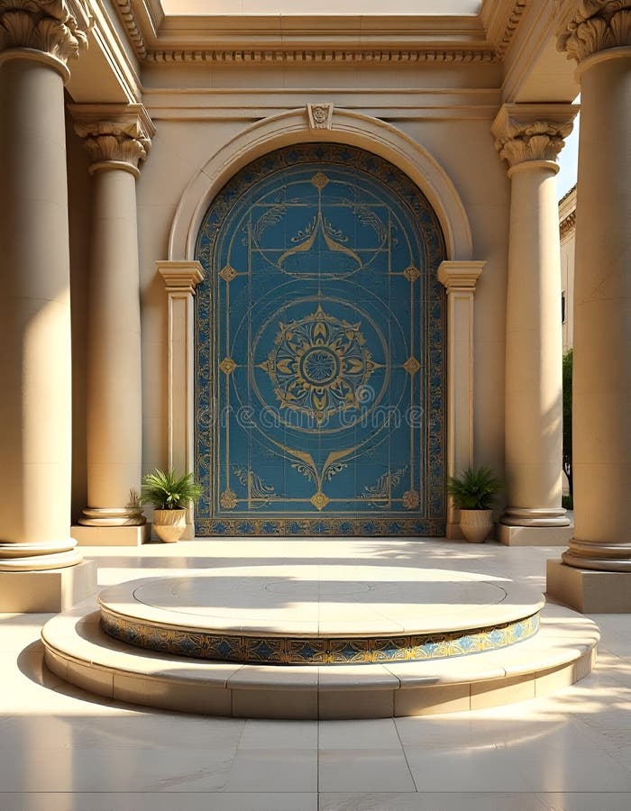 "Ornate Blue and Gold Door with Intricate Mosaic Patterns and Middle ...