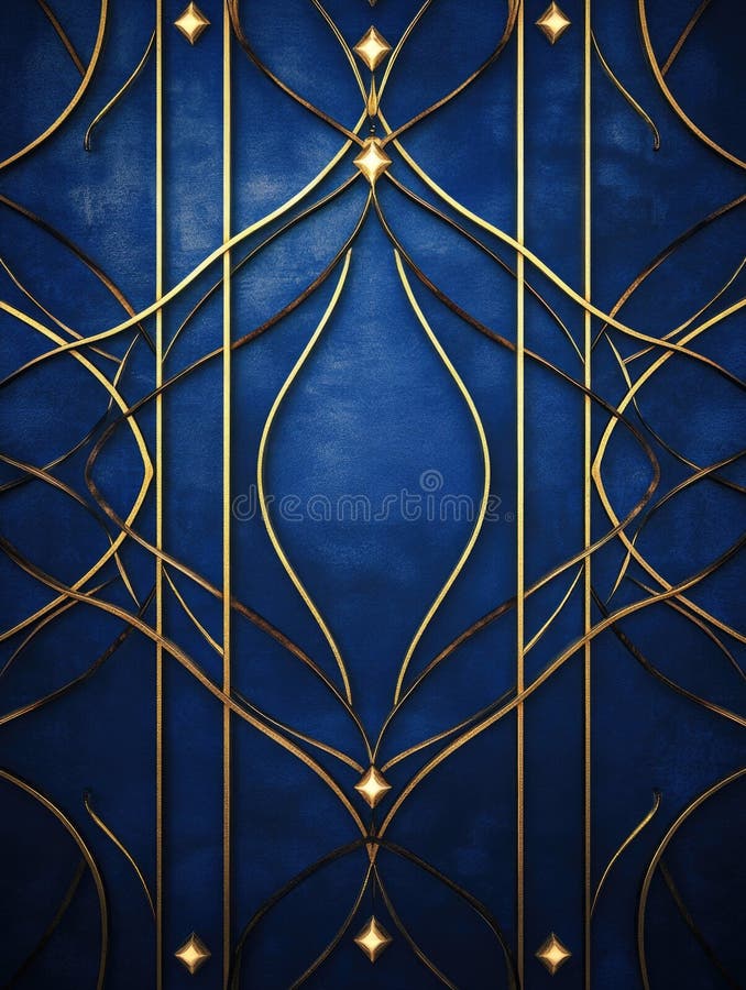 Ornate Blue and Gold Wall Art Stock Image - Image of artwork, beautiful ...