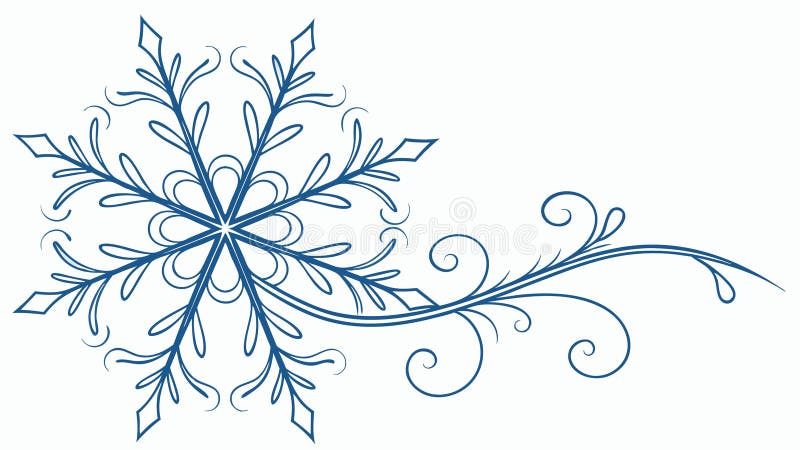 Ornate Blue Snowflake with Elegant Swirling Flourishes, Vector Design ...