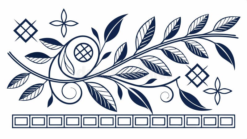 Ornate Botanical Element with Geometric Accents Vector Design ...