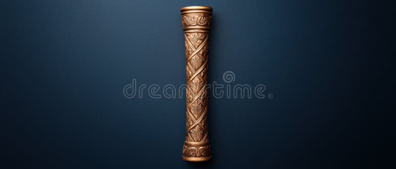 Ornate Bronze Pillar on Dark Blue Background. Stock Illustration ...