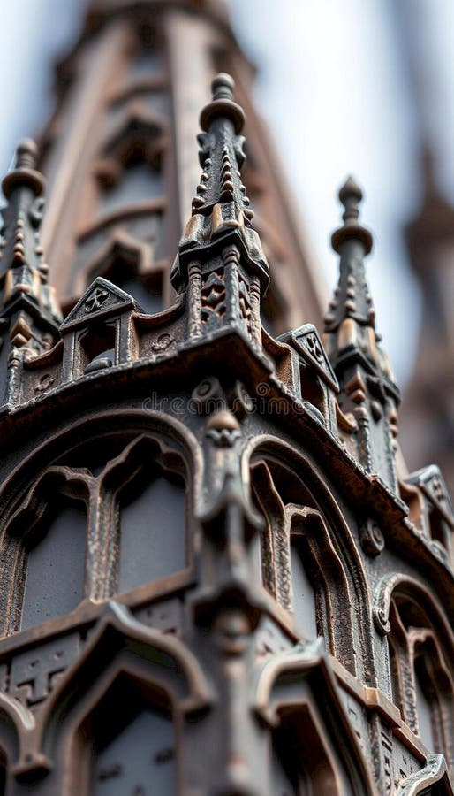 Ornate Brown and Red Gothic Architecture with Arched Windows Stock ...