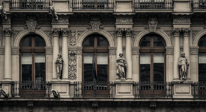 Ornate Building Facade Featuring Classical Architectural Elements ...