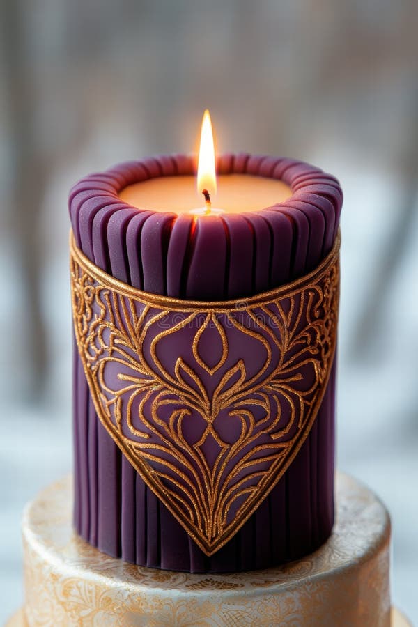 Ornate Candle with Intricate Gold Design Stock Illustration ...