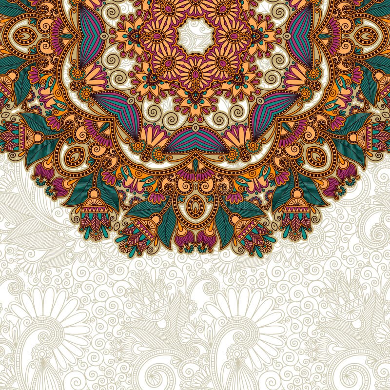Ornate Card with Circle Ornamental Floral Pattern Stock Vector ...