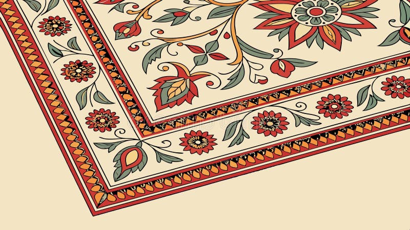 Ornate Carpet Design with Floral and Geometric Patterns Vector Design ...