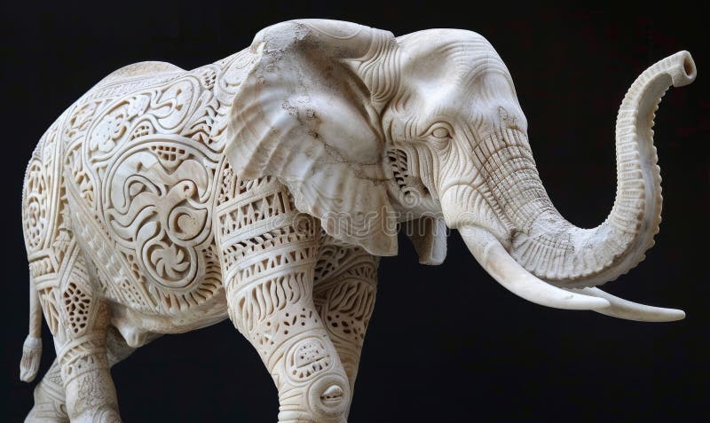 Ornate Carved Elephant Sculpture Stock Illustration - Illustration of ...