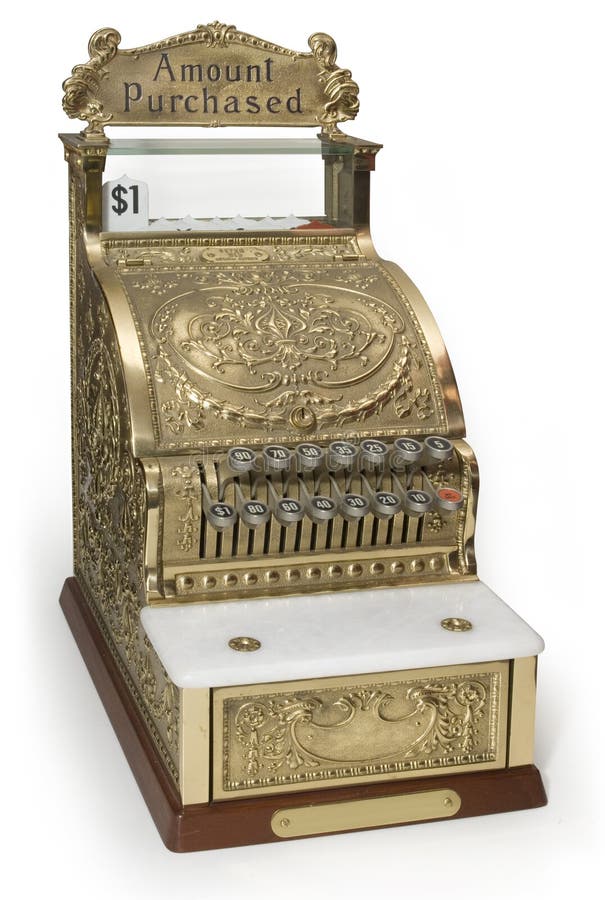 Vintage Cash Register Front View Stock Image - Image of retro ...