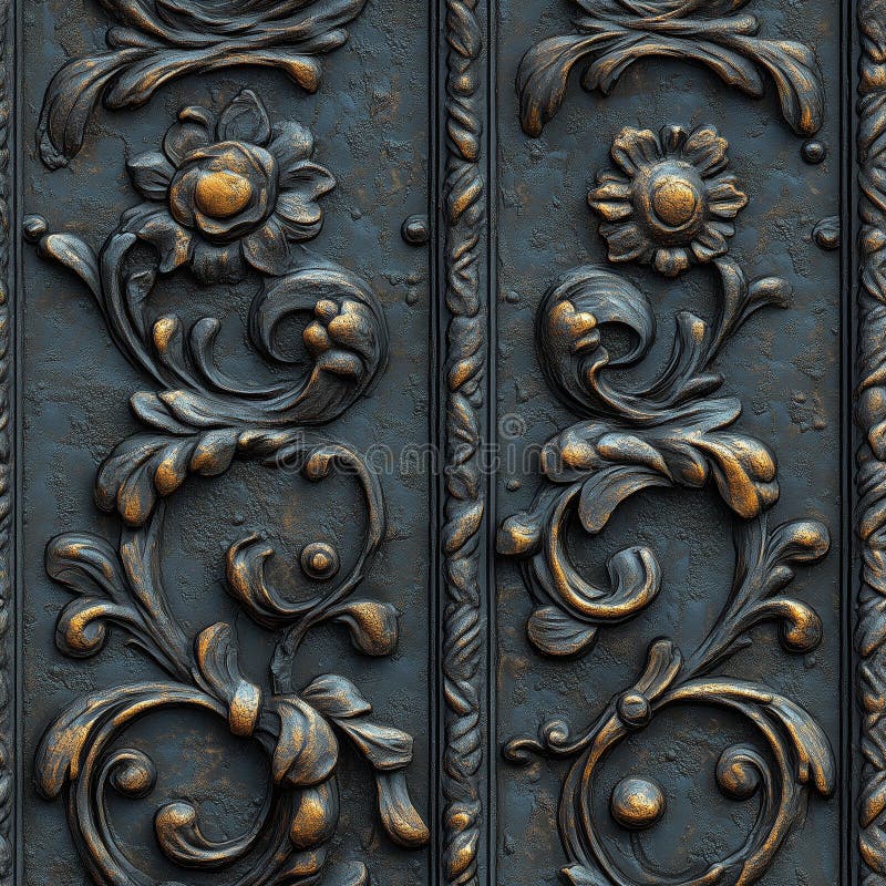 Ornate Cast Iron and Baroque Metalwork Patterns Stock Illustration ...