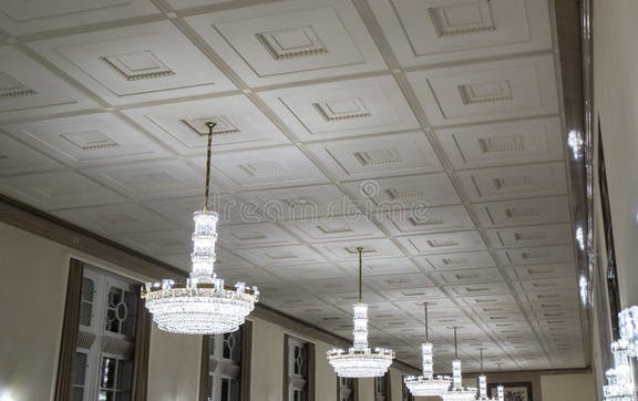 Ornate Ceiling with Crystal Chandeliers Stock Image - Image of style ...