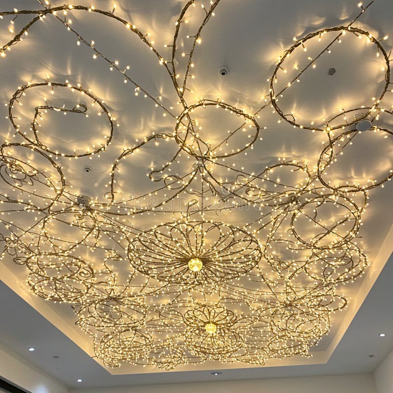 Ornate Ceiling Installation Featuring Intricate Loops of Warm White ...