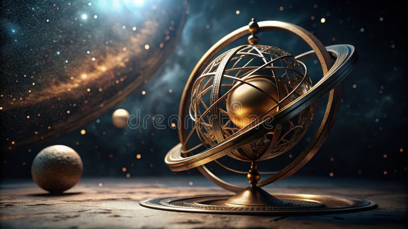 Ornate Celestial Sphere Model Against a Cosmic Background. Generative ...