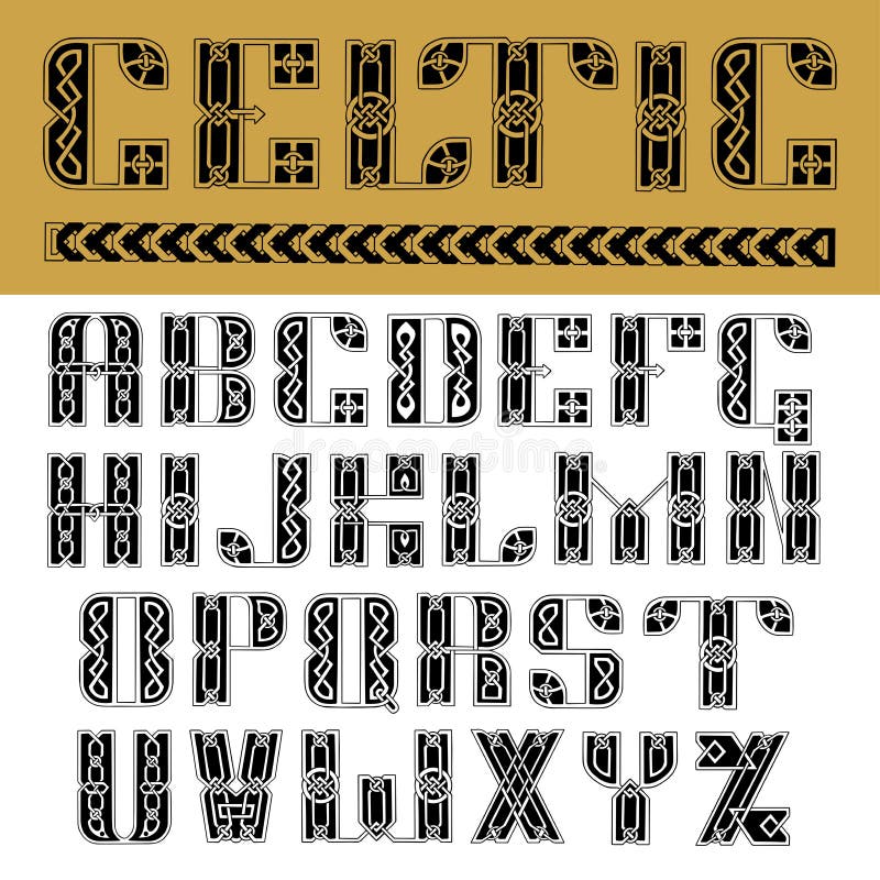 Author S Stylish Celtic Font with Patterns. Celtic Knot. Stock ...