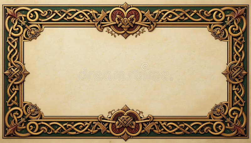 Ornate Celtic Frame with Beige Background for Invitation or Certificate ...