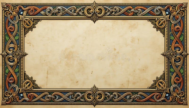 Ornate Celtic Frame with Beige Paper Background for Invitations or ...