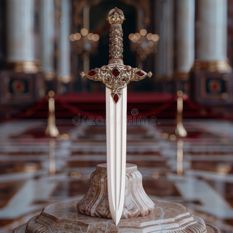 Ornate Ceremonial Sword on Display Stock Illustration - Illustration of ...
