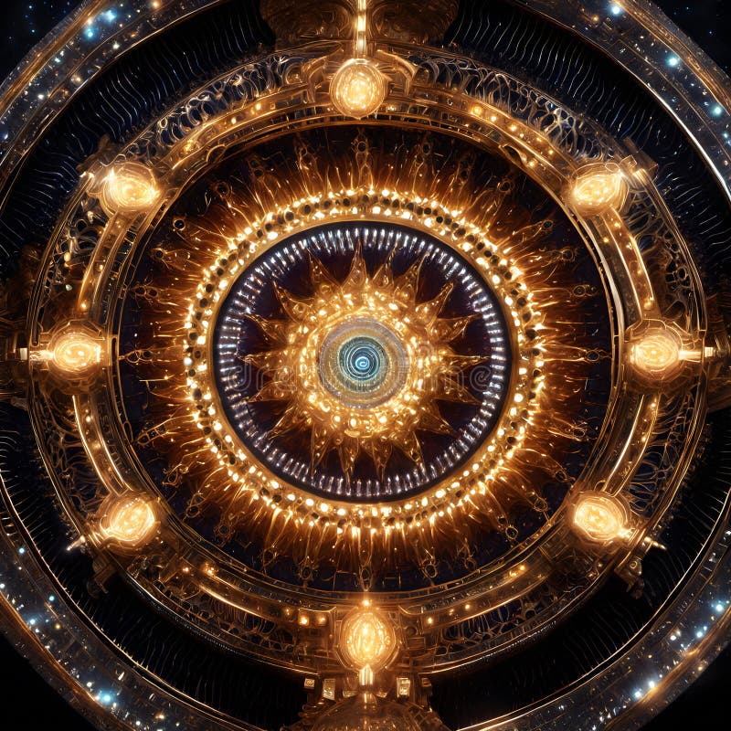 Ornate Chandelier with Sacred Geometry and Radiant Golden Design Stock ... Ornate Chandelier with Sacred Geometry and Radiant Golden Design Stock ...