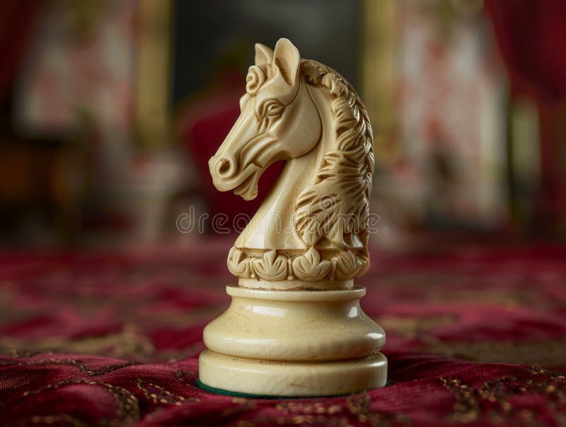 Ornate Chess Knight Piece on Red Velvet Stock Illustration ...