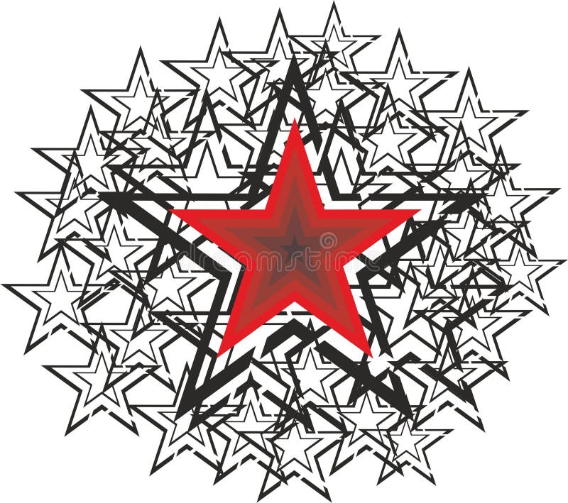 Ornate Circle Created from Star Elements and Red Big Star Inside on a ...