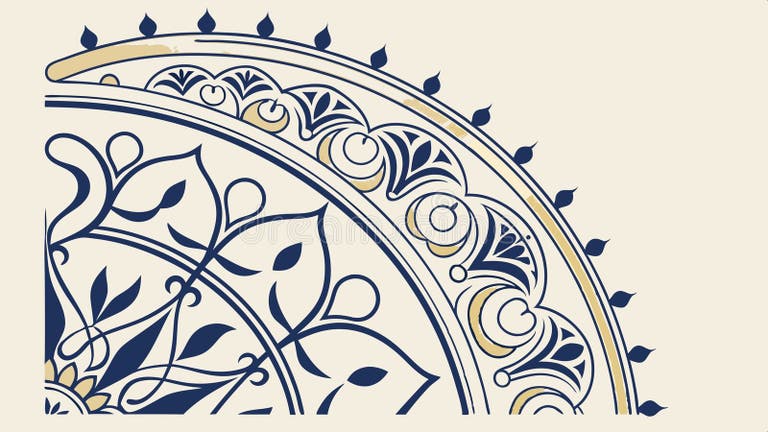 Ornate Circular Corner Design with Decorative Elements Vector Design ...