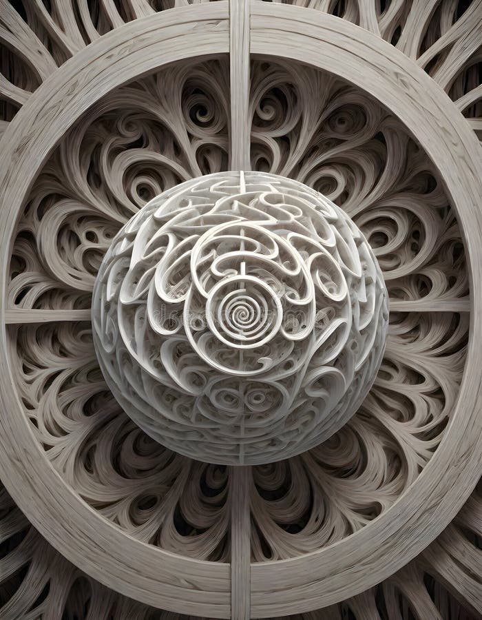 Ornate Circular Design, Handcrafted Woodwork, Generative AI Stock ...