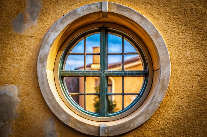 Ornate Circular Window in a Square Frame a Striking Architectural ...