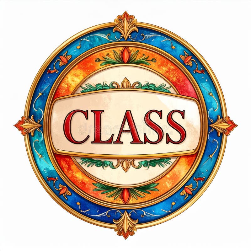 Ornate Class Badge with Gold and Blue Accents Stock Illustration ...