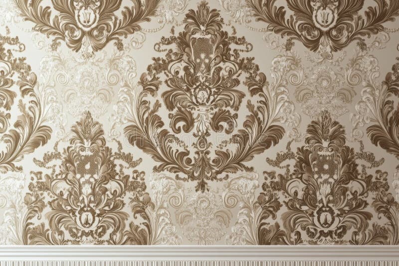 Ornate Classic Damask Pattern on Textured Wallpaper Background for ...
