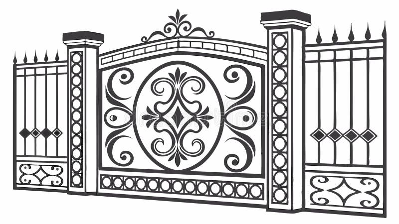 Ornate Classic Metal Gate with Decorative Scrolls, Vector Design ...