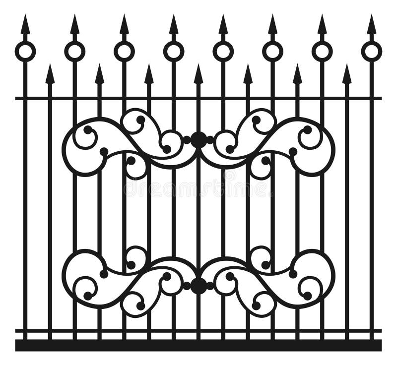 Wrought Iron Fence Black Silhouette. Iron Border Stock Vector ...