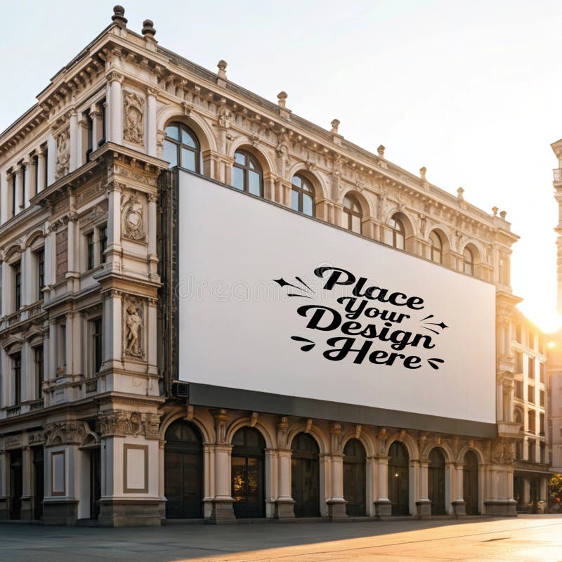 Ornate Classical Building with Large Billboard Display Stock ...