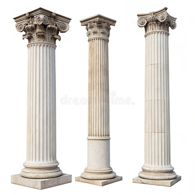 Ornate Classical Columns Isolated on White Stock Illustration ...