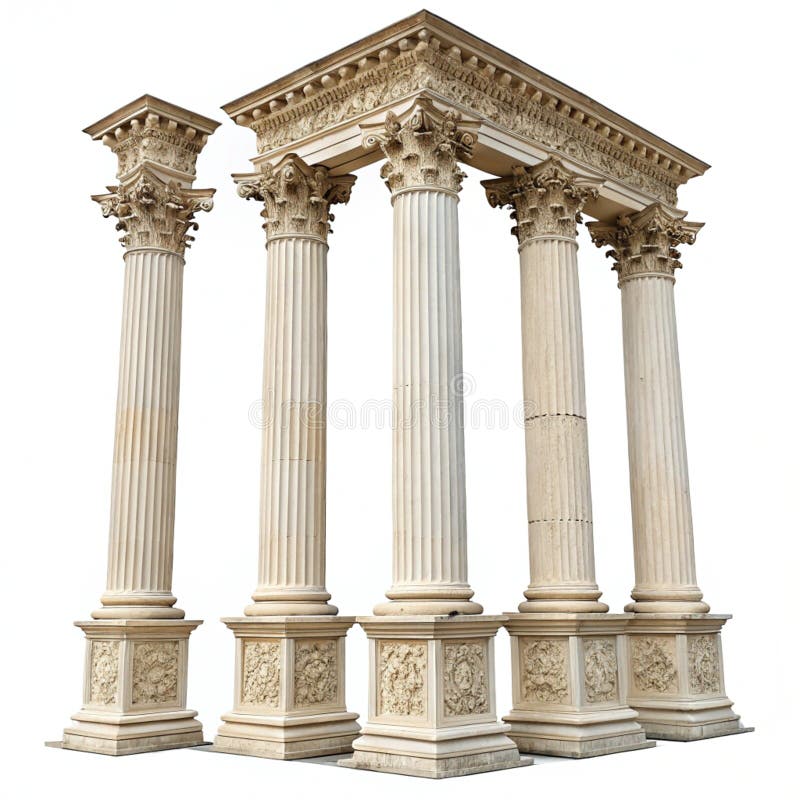 Ornate Classical Columns Isolated on White Stock Illustration ...
